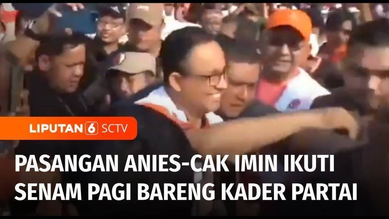 Ribuan Kader Partai Sambut Kedatangan Anies Dan Cak Imin Di Acara Senam