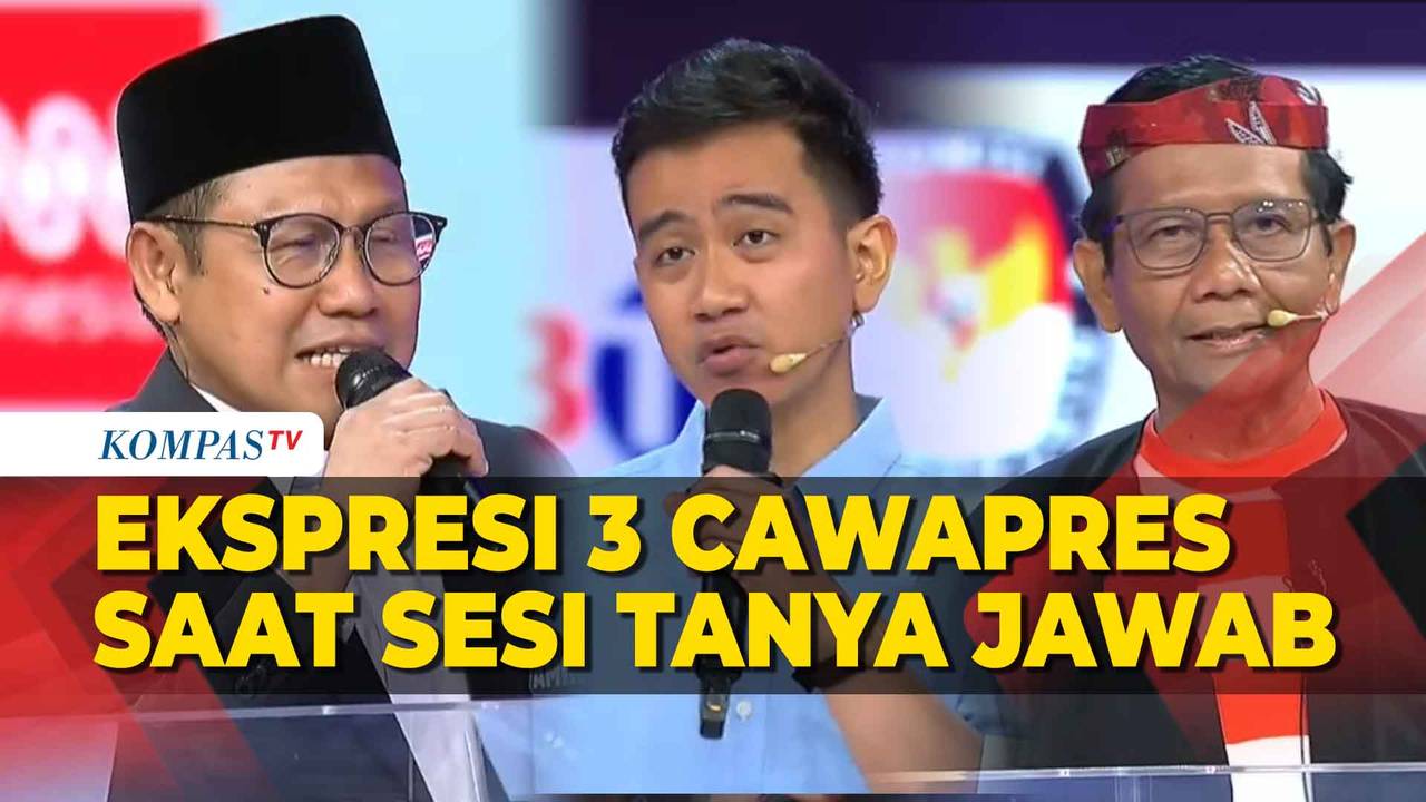 [FULL] Kumpulan Ekspresi Cak Imin, Gibran dan Mahfud saat Sesi Tanya ...