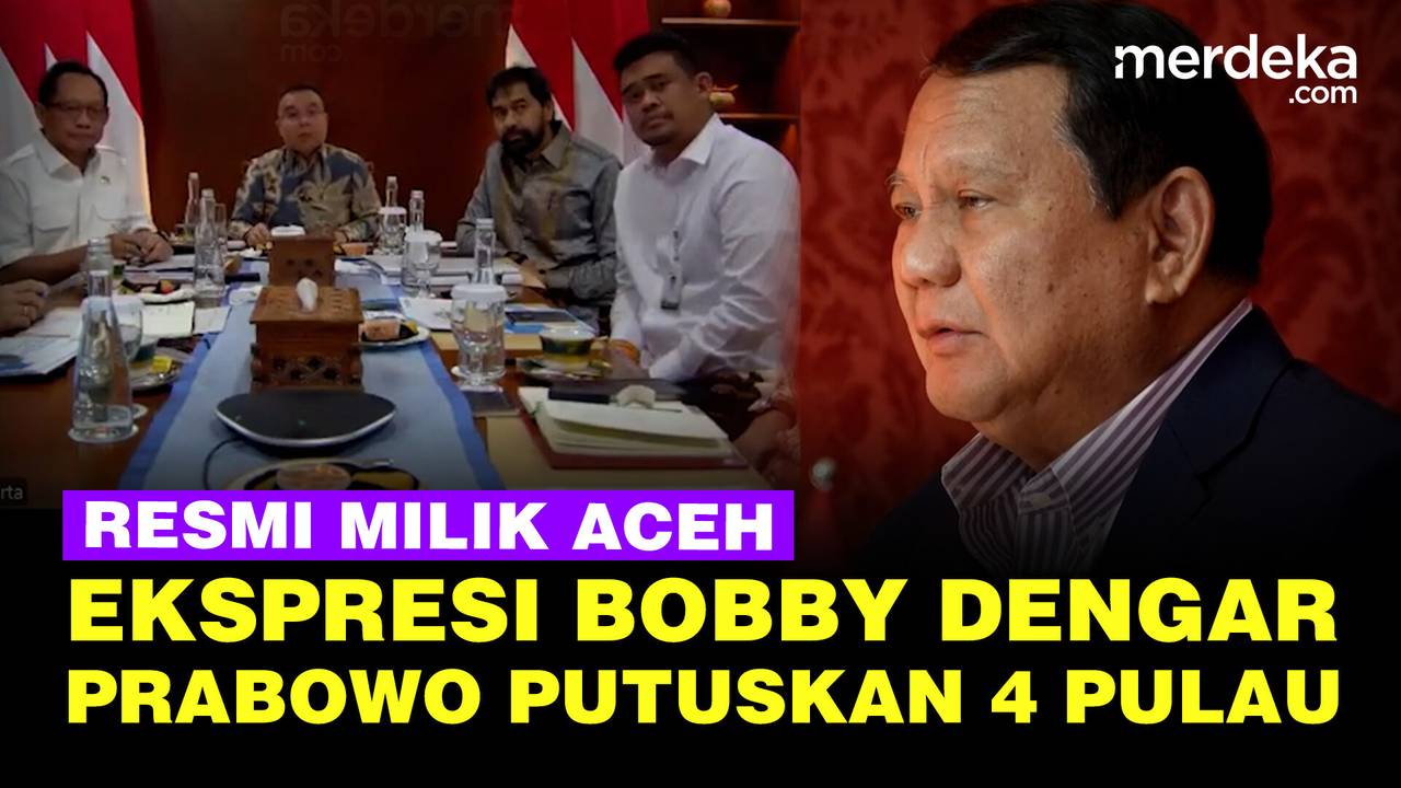 Tatapan Tajam Mualem & Ekspresi Bobby Nasution saat Prabowo Tegas 4 Pulau Masuk Aceh - merdeka ...