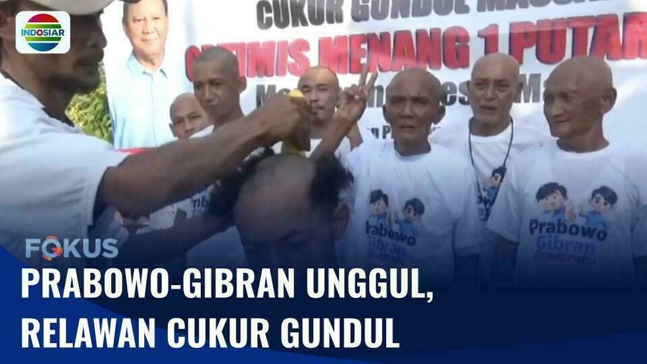Rayakan Kemenangan Quick Count, Relawan Prabowo-Gibran di Pekalongan Cukur Gundul | Fokus ...