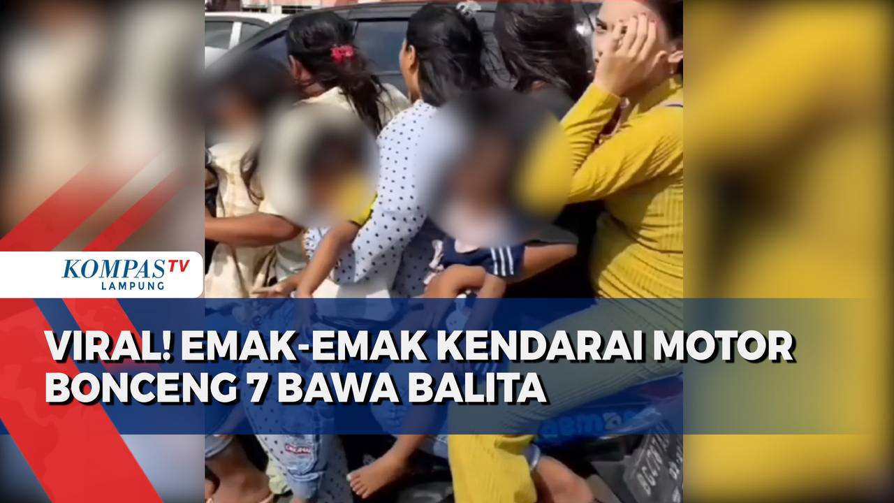 Viral! Emak-Emak Kendarai Motor Bonceng 7 Bawa Balita - Kompas TV | Vidio