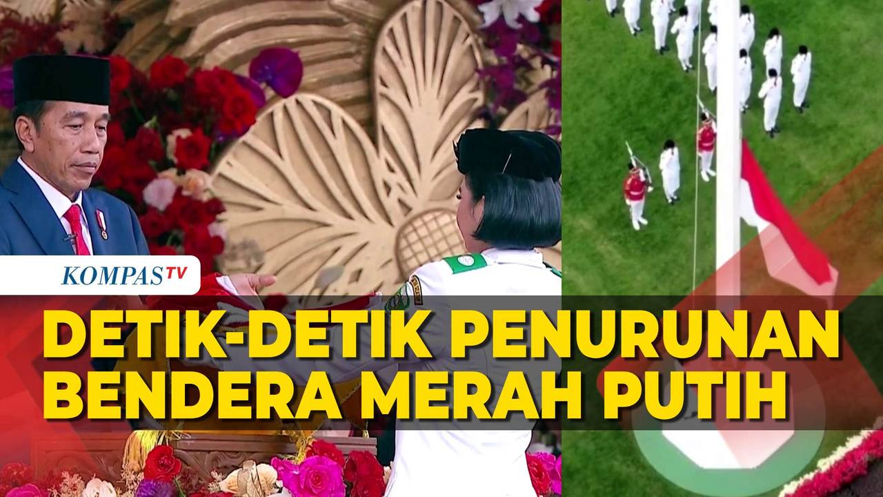 Detik-Detik Penurunan Bendera Merah Putih di Istana Merdeka, HUT ke-78 ...