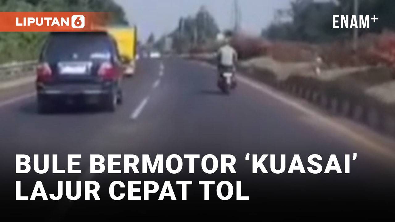 Motoran Tak Pakai Helm, Bule Masuk Tol Pasteur Bandung - liputan6.com