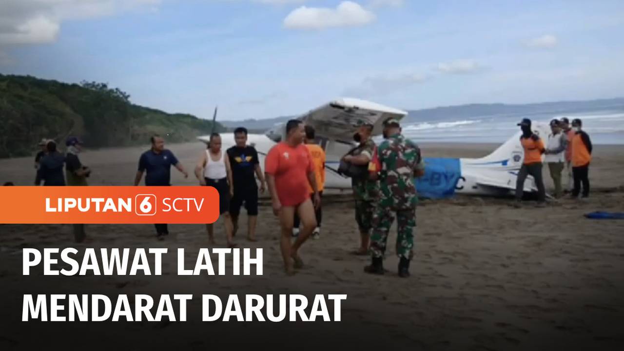 Pesawat Latih Mendarat Darurat, Dua Kru Pesawat Selamat | Liputan 6 - SCTV | Vidio