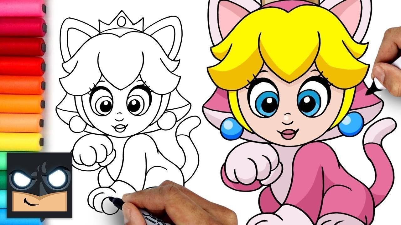 how to draw cat mario step by step