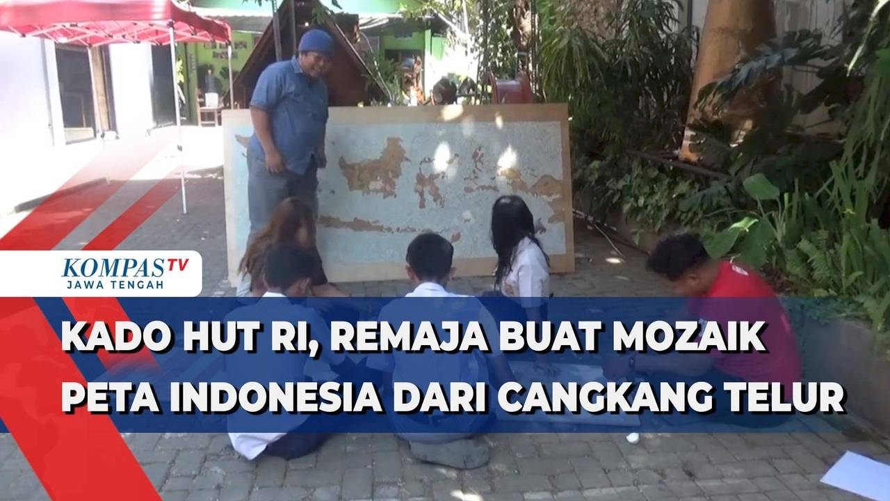 Kado HUT RI, Remaja Buat Mozaik Peta Indonesia dari Cangkang Telur ...