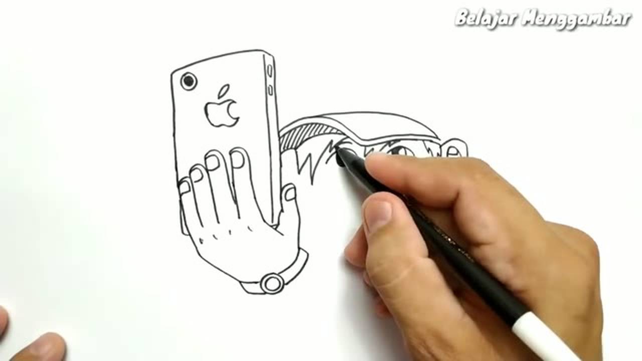 WOW KEREN, belajar cara menggambar kata IPHONE jadi gambar dengan mudah ...
