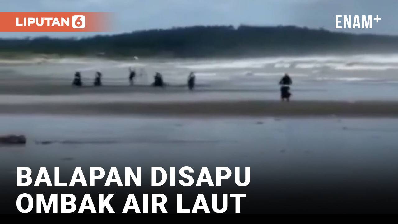 Viral! Balap Motor di Pantai Disapu Ombak Air Laut - liputan6.com
