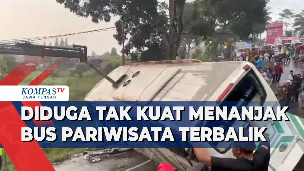 Diduga Tak Kuat Menanjak, Bus Pariwisata Terbalik - Kompas TV | Vidio