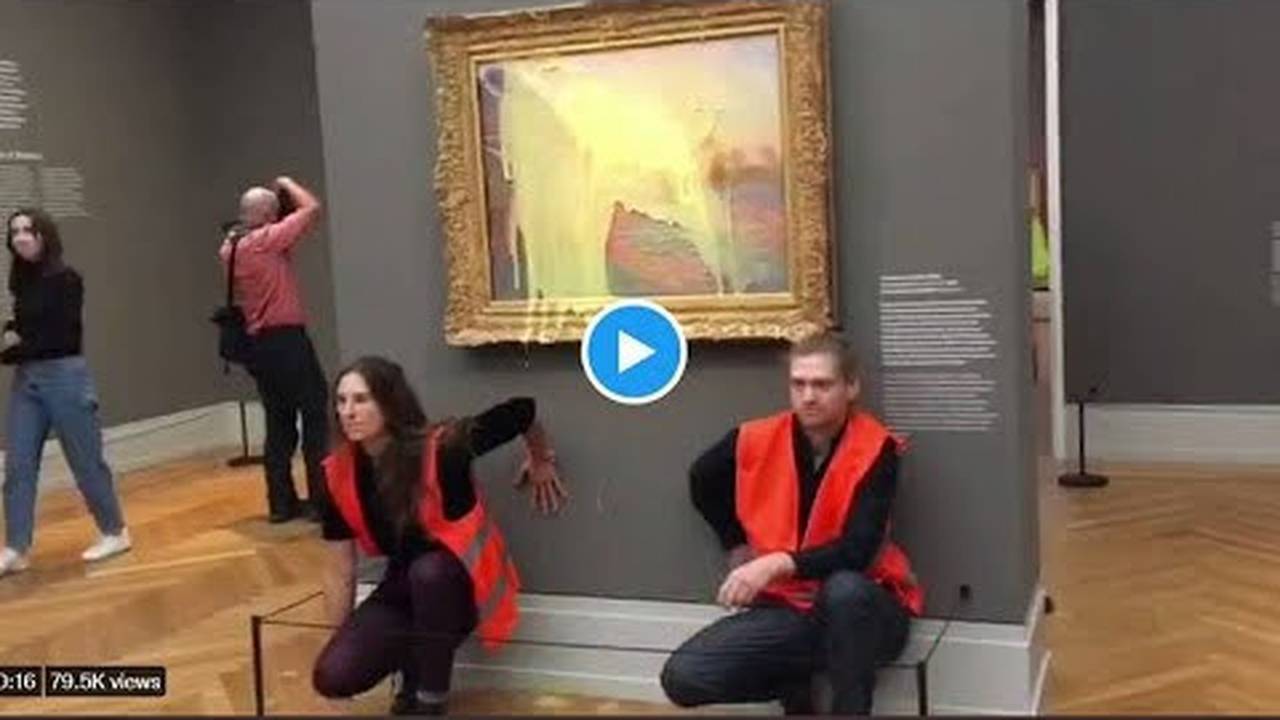 German climate activists throw mashed potatoes on Monet painting ...
