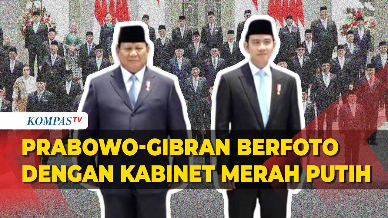 Momen Prabowo-Gibran Foto Bersama Jajaran Menteri Kabinet Merah Putih usai Pelantikan di Istana ...