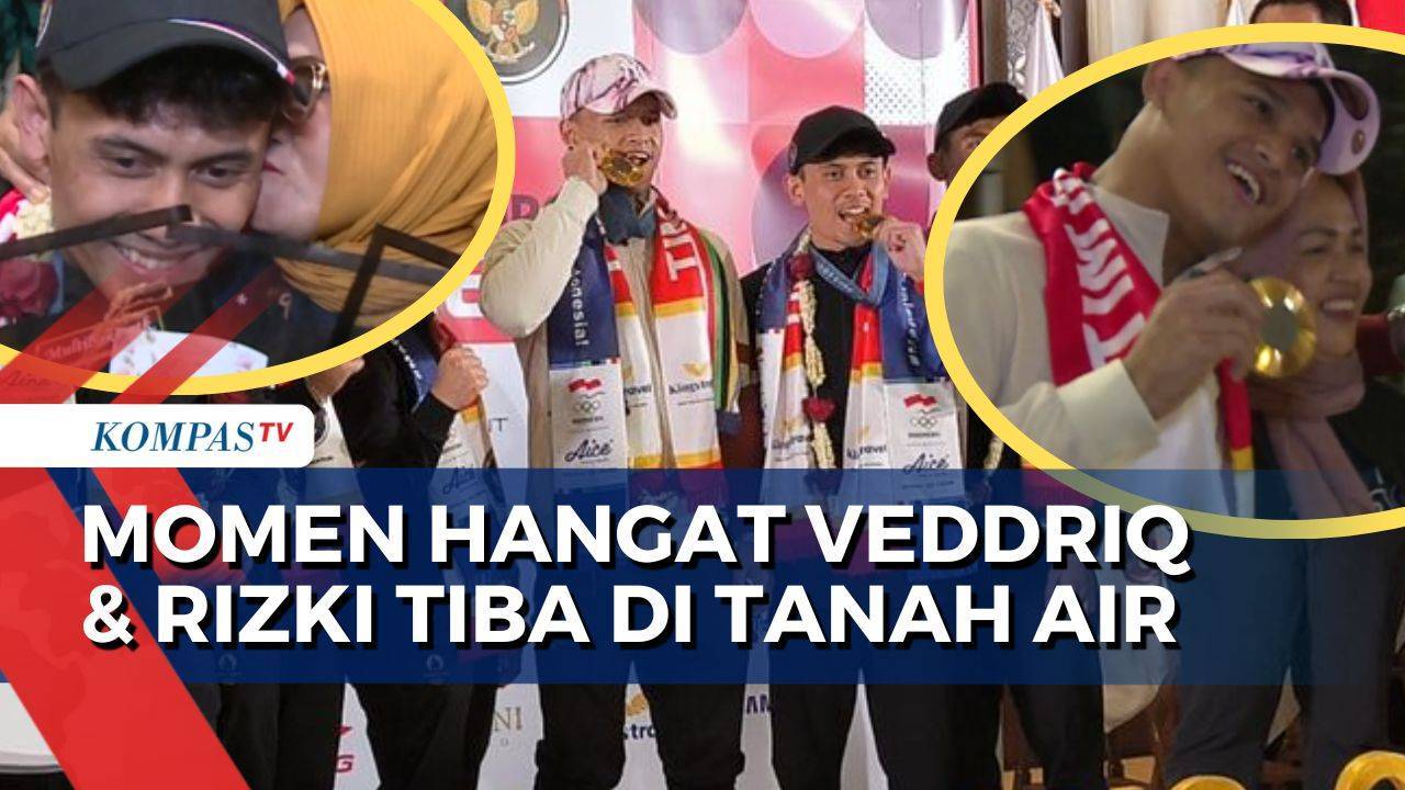 Momen Peraih Medali Emas di Olimpiade 2024, Veddriq Leonardo dan Rizki Juniansyah Tiba di Tanah ...