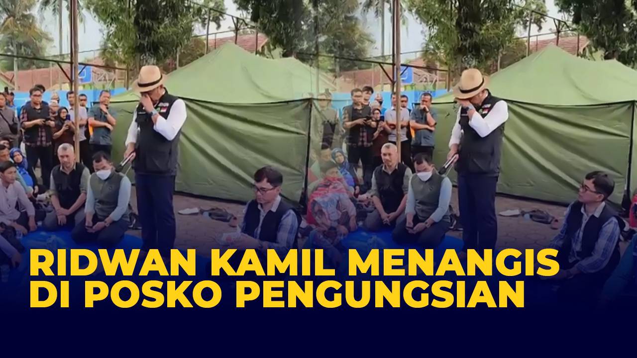 Momen Ridwan Kamil Menangis saat Bertemu Korban Gempa Cianjur di Posko ...