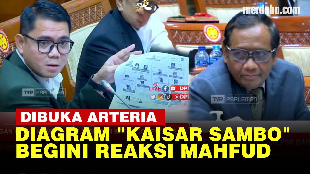Reaksi Mahfud MD Diperlihatkan Arteria Dahlan Diagram "Kaisar Sambo" di DPR - merdeka | Vidio