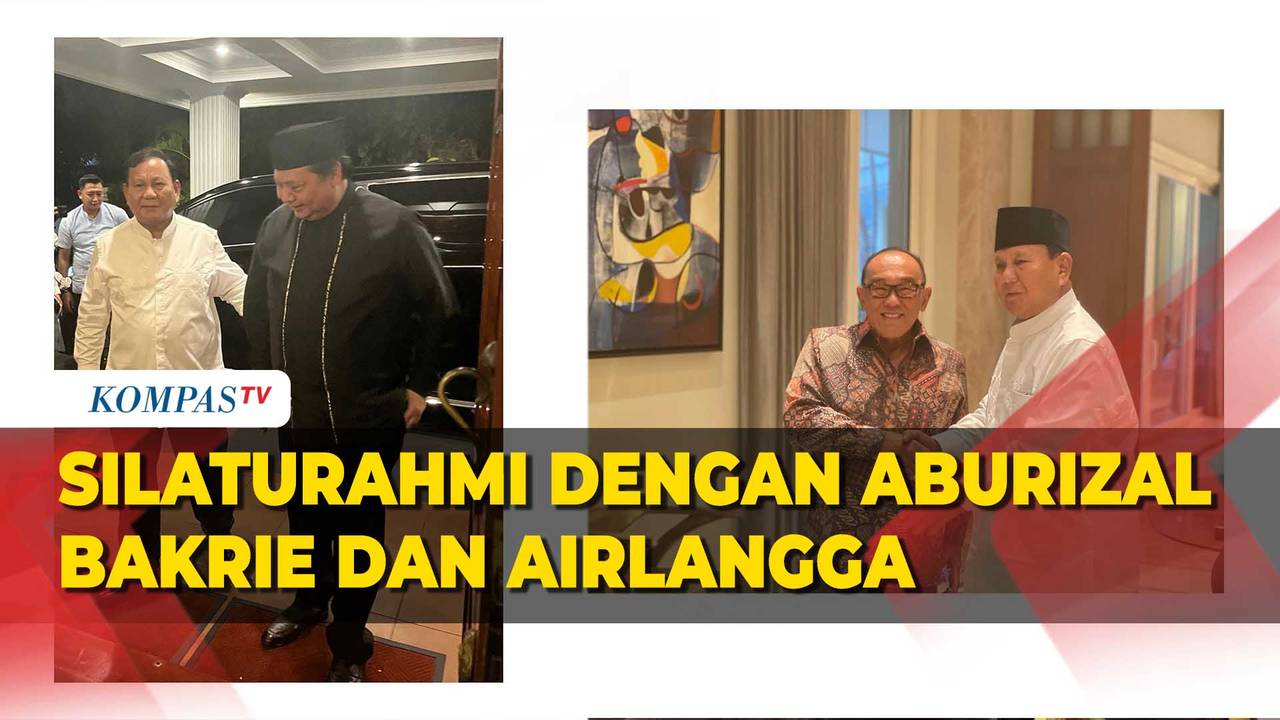 Momen Prabowo Silaturahmi Lebaran dengan Aburizal Bakrie dan Airlangga ...