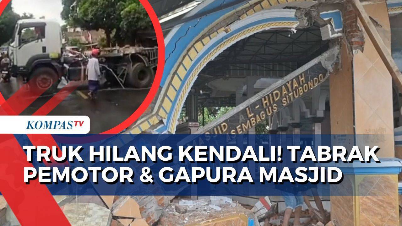 Hilang Kendali, Truk Tabrak Pemotor dan Pagar Masjid di Situbondo Jatim! - Kompas TV | Vidio
