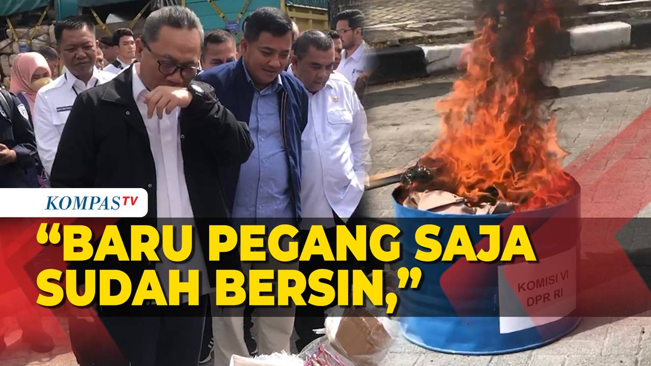 Mendag Zulkifli Hasan Musnahkan Pakaian, Tas, dan Sepatu Bekas Impor Senilai Rp 10 M - Kompas TV ...