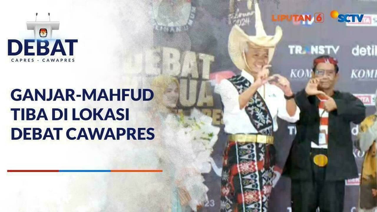 Ganjar-Mahfud Tiba di Lokasi Debat Cawapres, Kompak Pakai Baju Adat ...