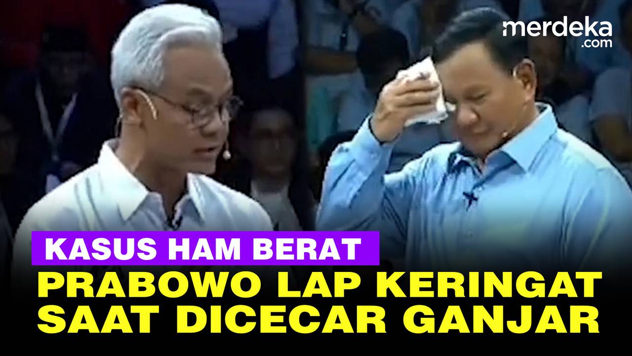 Momen Prabowo Sampai Lap Keringat Saat Ganjar Cecar Kasus Ham Berat Di Debat Capres Merdeka 