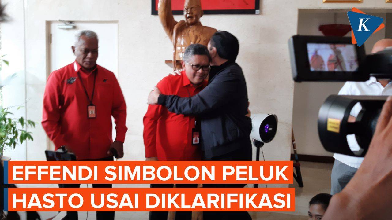 Momen Effendi Simbolon Peluk Hasto Kristiyanto Usai Klarifikasi ...