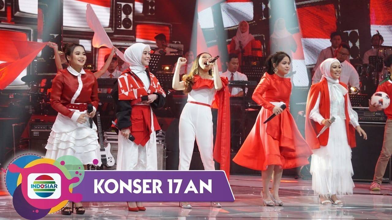 Semangat 45!! Lesti, Rara, Aulia, Selfi, Putri dengan Berbalut Merah ...
