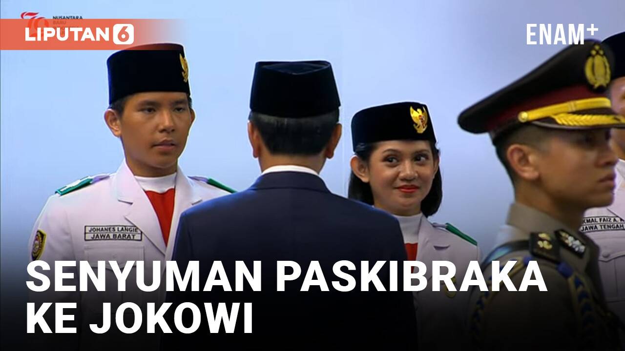 Momen Jokowi Sapa Seluruh Anggota Paskibraka Nasional 2024 - liputan6.com