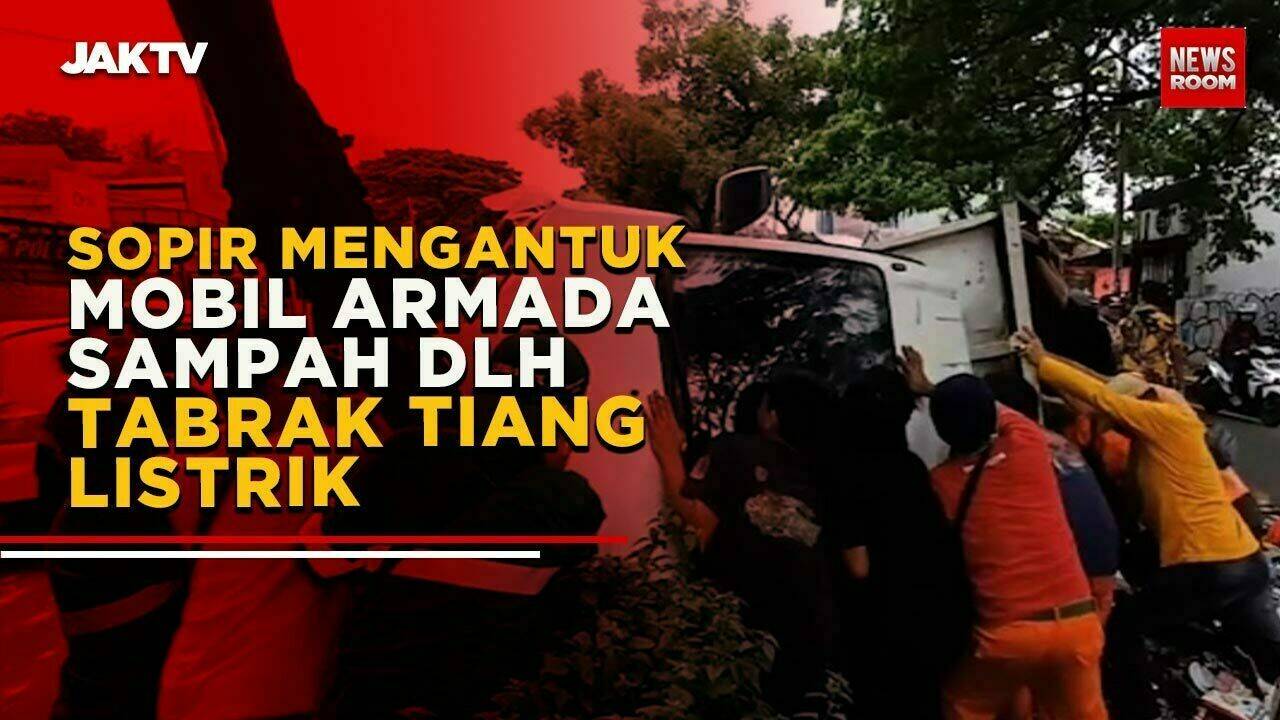 Sopir Mengantuk, Mobil Armada Sampah DLH Tabrak Tiang Listrik - jaktv ...