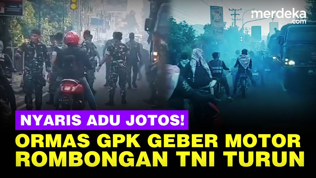 VIRAL! Momen Tegang Rombongan TNI Turun Lihat Ormas GPK Arogan Geber Motor - merdeka | Vidio