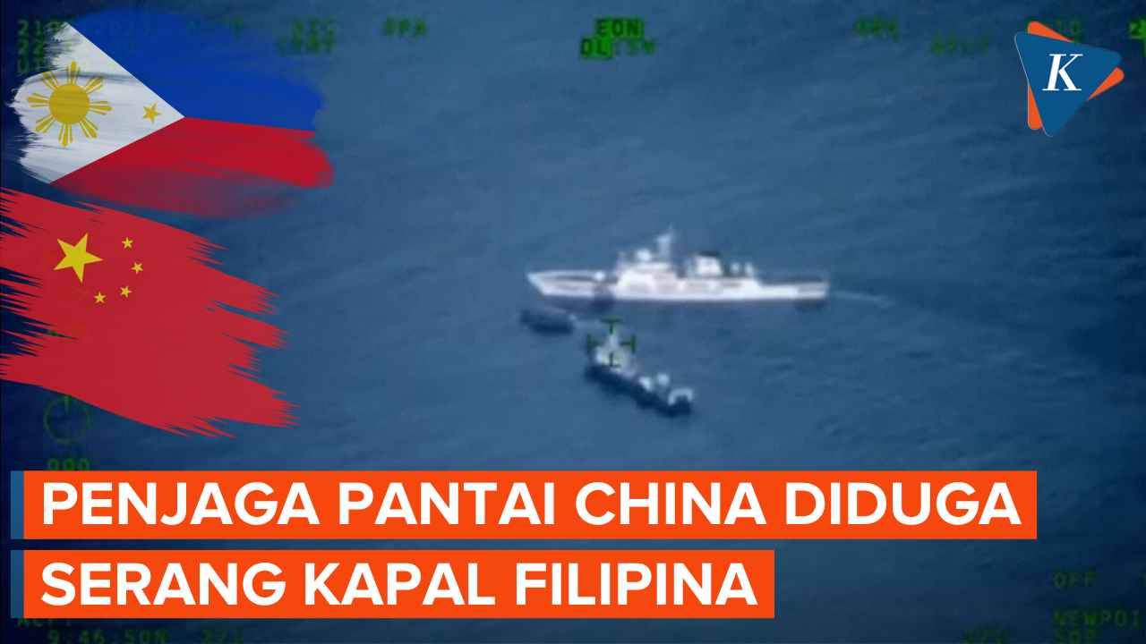 Filipina Tuding Penjaga Pantai China Tembakkan Meriam Air ke Kapal Mereka - Kompascom | Vidio