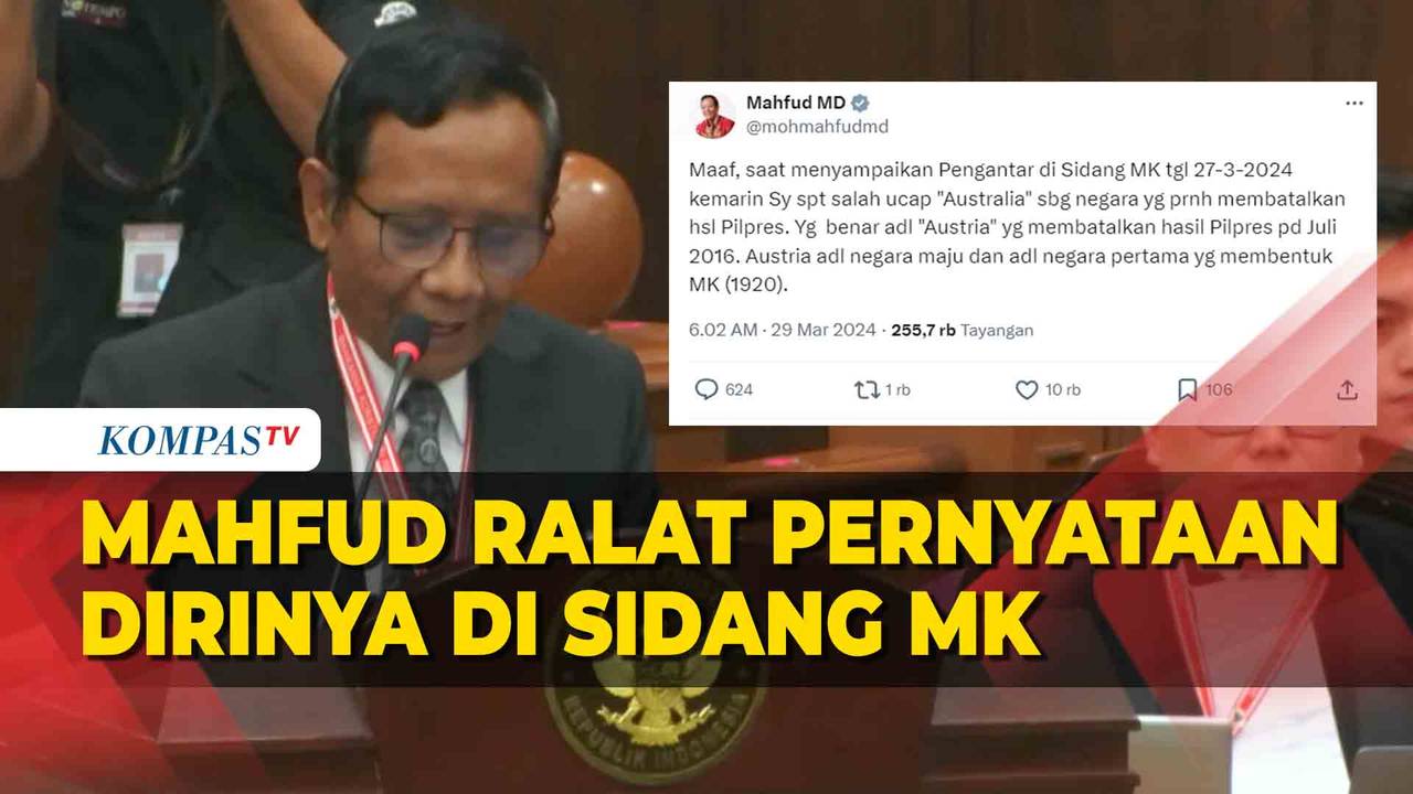 Klarifikasi Mahfud Ralat Pernyataan Dirinya di Sidang MK soal Negara yang Pernah Batalkan Pemilu ...