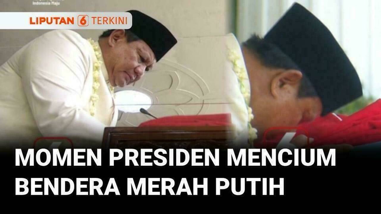 Sakral! Prabowo Mencium Bendera Merah Putih di Upacara 17 Agustus ...