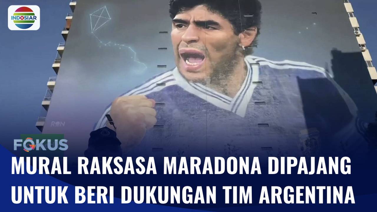 Dukung Tim Argentina, Mural Raksasa Diego Maradona Dipampang | Fokus ...