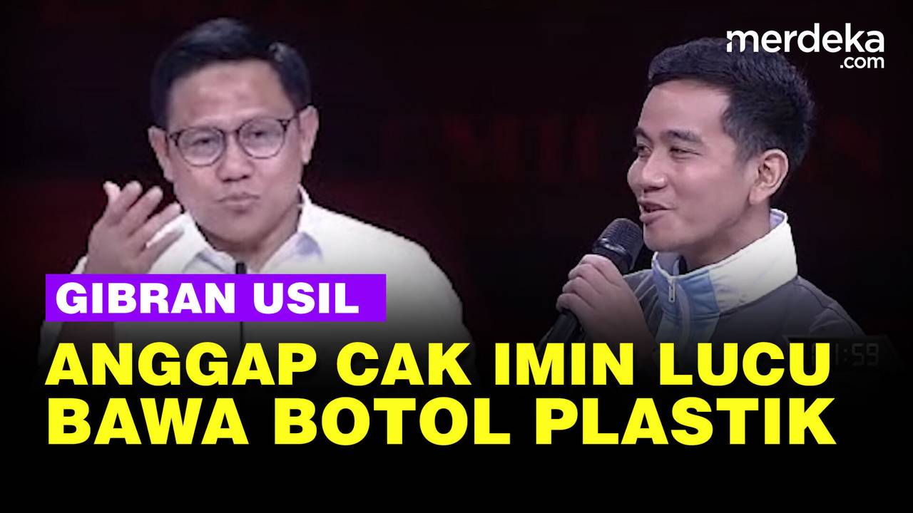 Gibran Usil Anggap Cak Imin Lucu Bahas Lingkungan Hidup Bawa Botol Plastik - merdeka | Vidio