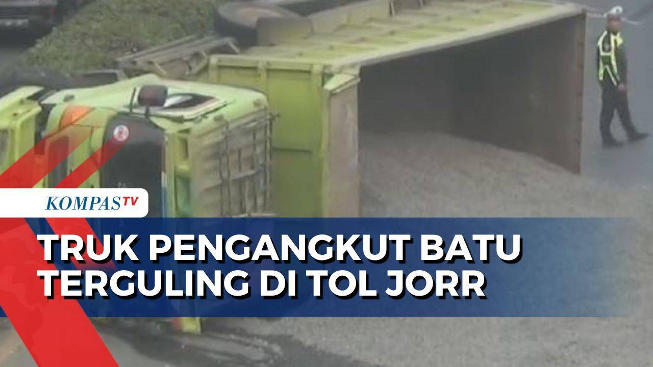 Diduga Sopir Mengantuk, Truk Pengangkut Batu Terguling di Tol JORR ...