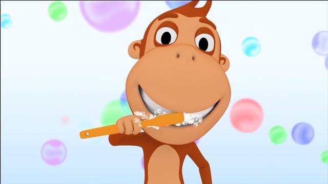 monkey brushing teeth cartoon