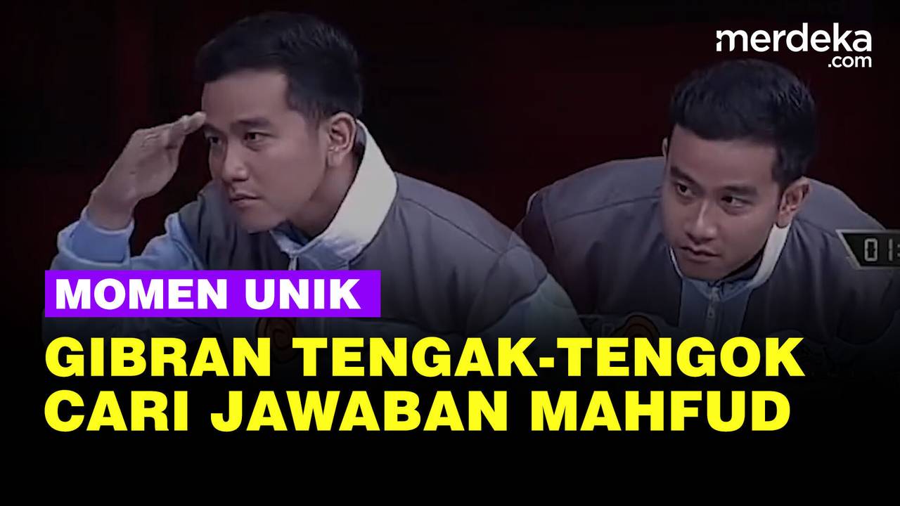 Ini Momen Gibran Gimmick Tengak-tengok Cari Jawaban Mahfud Bikin Debat Panas - merdeka | Vidio