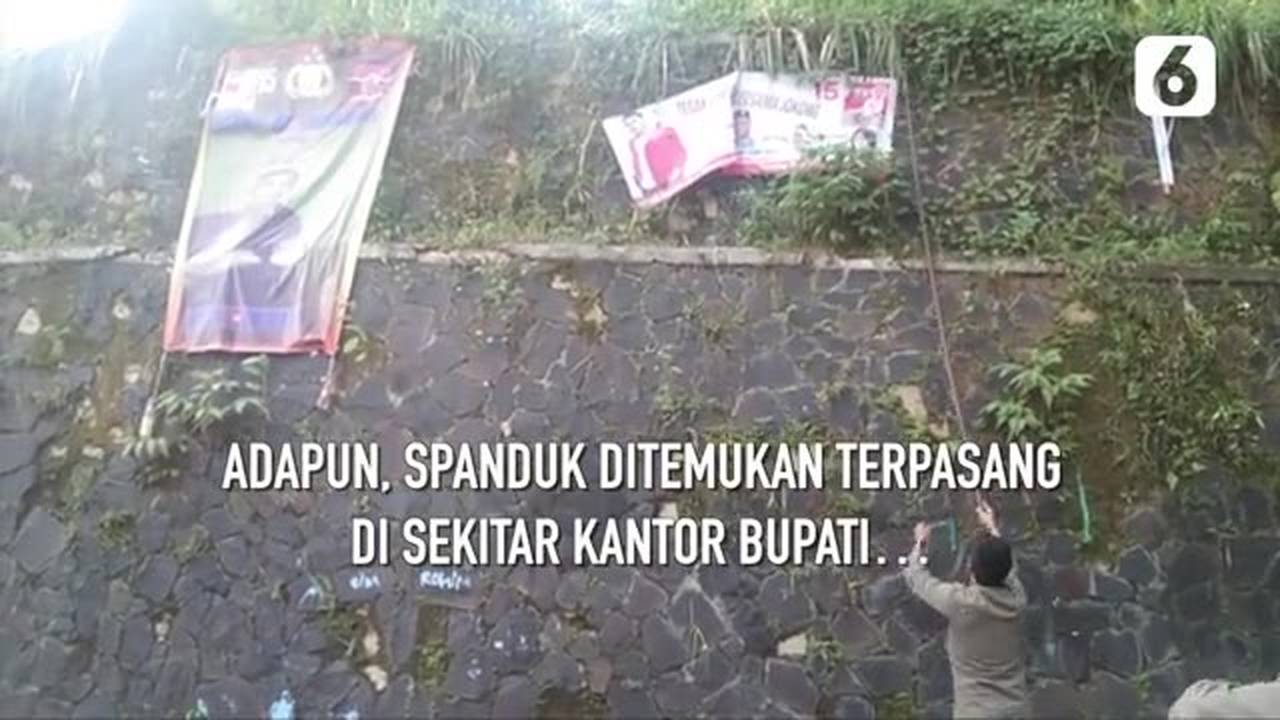SATPOL PP BANTEN COPOT RATUSAN SPANDUK ILEGAL BACALEG DAN CAPRES | Vidio