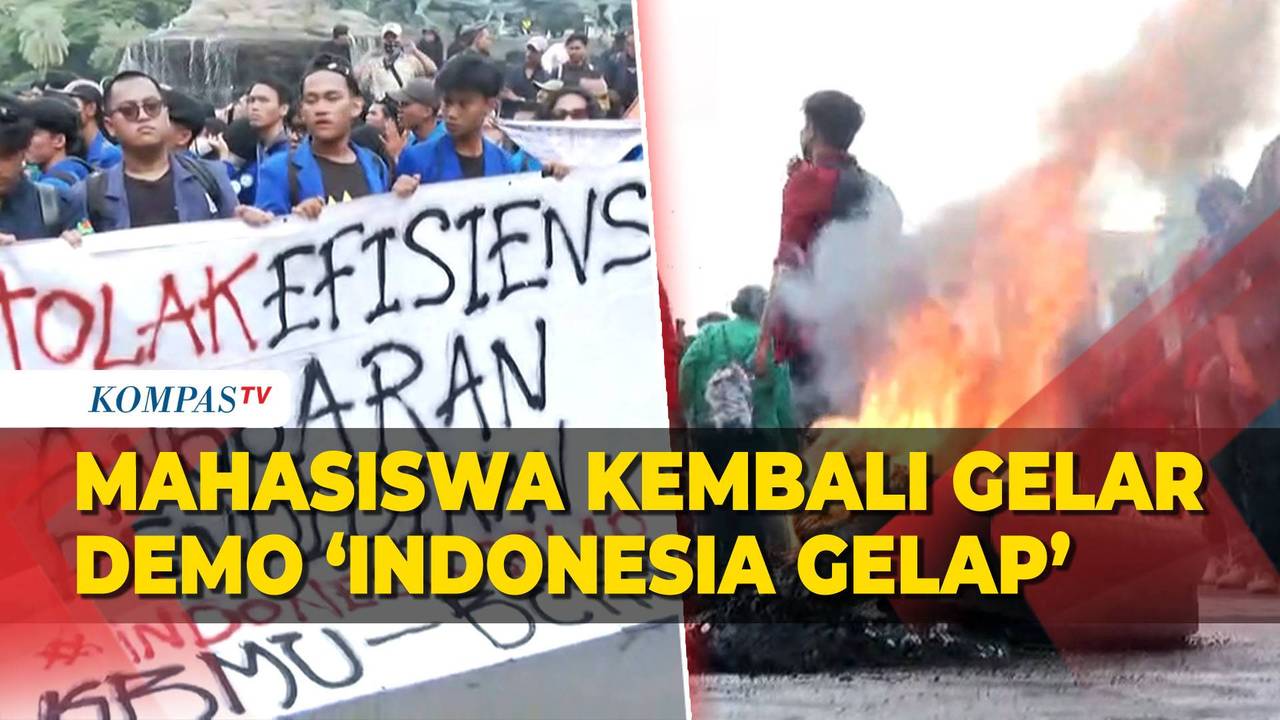 Demo Indonesia Gelap, Mahasiswa Padati Patung Kuda Tolak Efisiensi Anggaran Pendidikan - Kompas ...