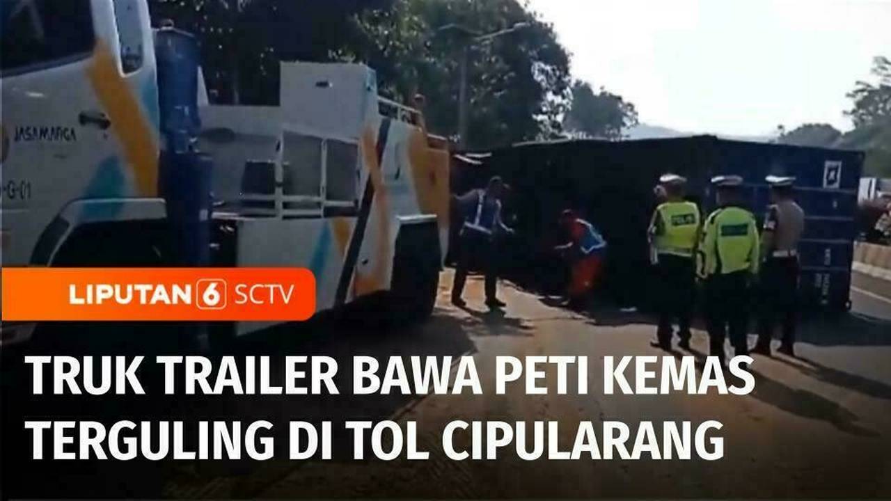 Truk Kontainer Angkut 12 Ton Benang Terguling di Tol Cipularang, Macet Sepanjang 8 Km | Liputan ...