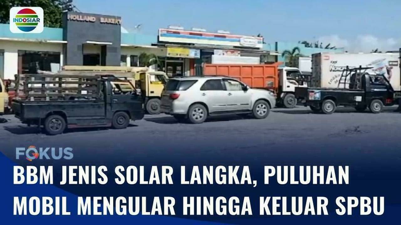Akibat Kelangkaan BBM Jenis Solar, Antrean Kendaraan Mengular di Sejumlah SPBU di Lampung ...