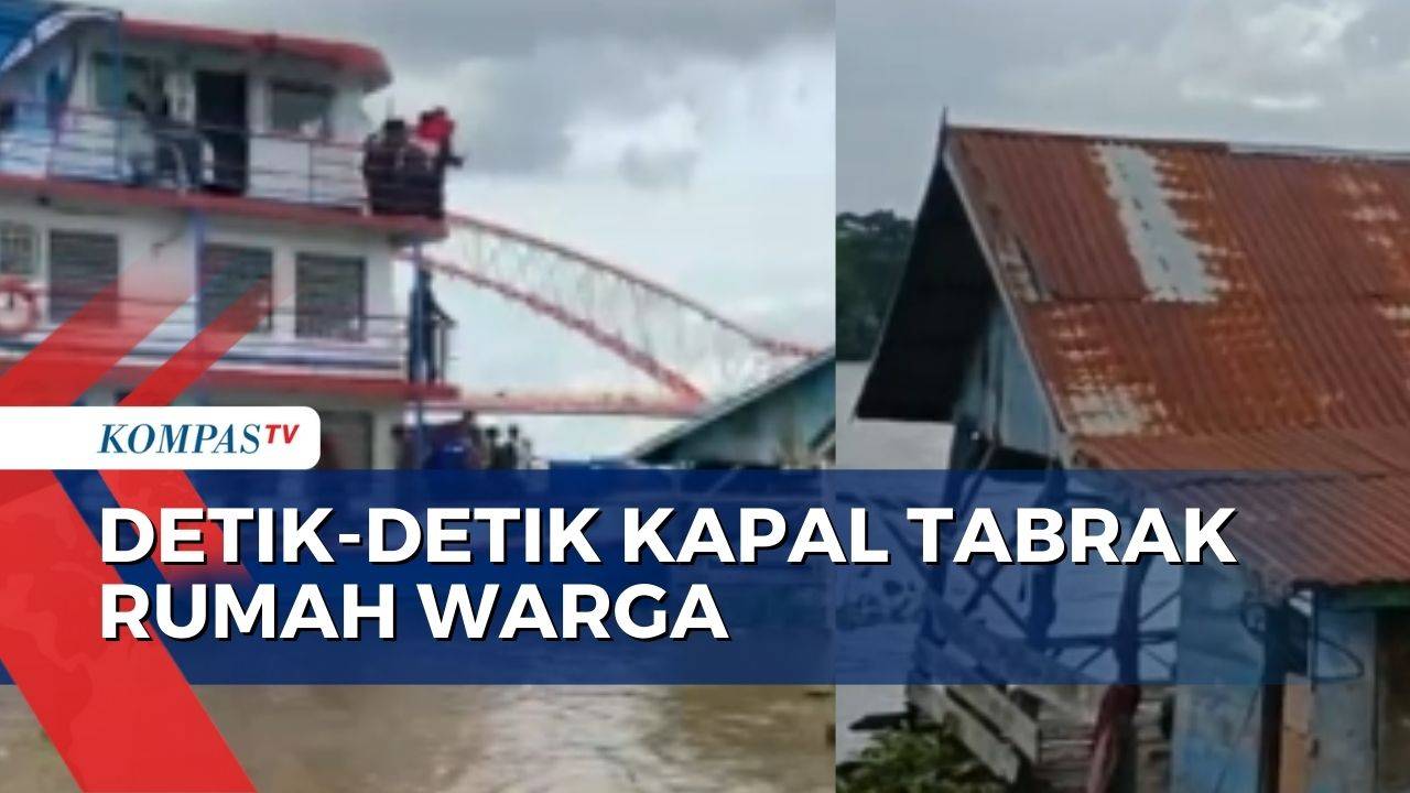 Diduga Mati Mesin dan Terbawa Arus, Kapal Tabrak Rumah Warga di Pinggir ...