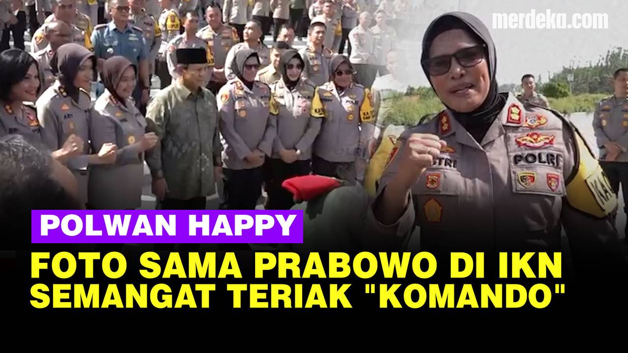 Momen Polwan Polri Happy Foto Bareng Prabowo di IKN, Penuh Semangat Teriak "Komando!" - merdeka ...