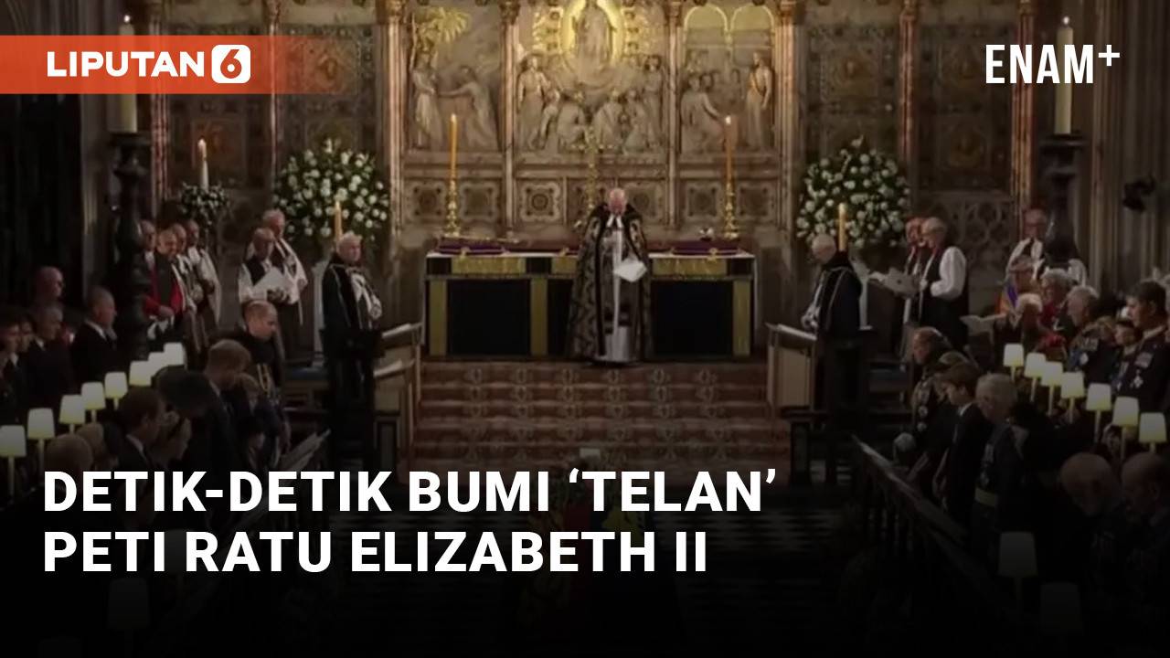 Momen Penurunan Peti Ratu Elizabeth II ke Royal Vault Kapel St George ...