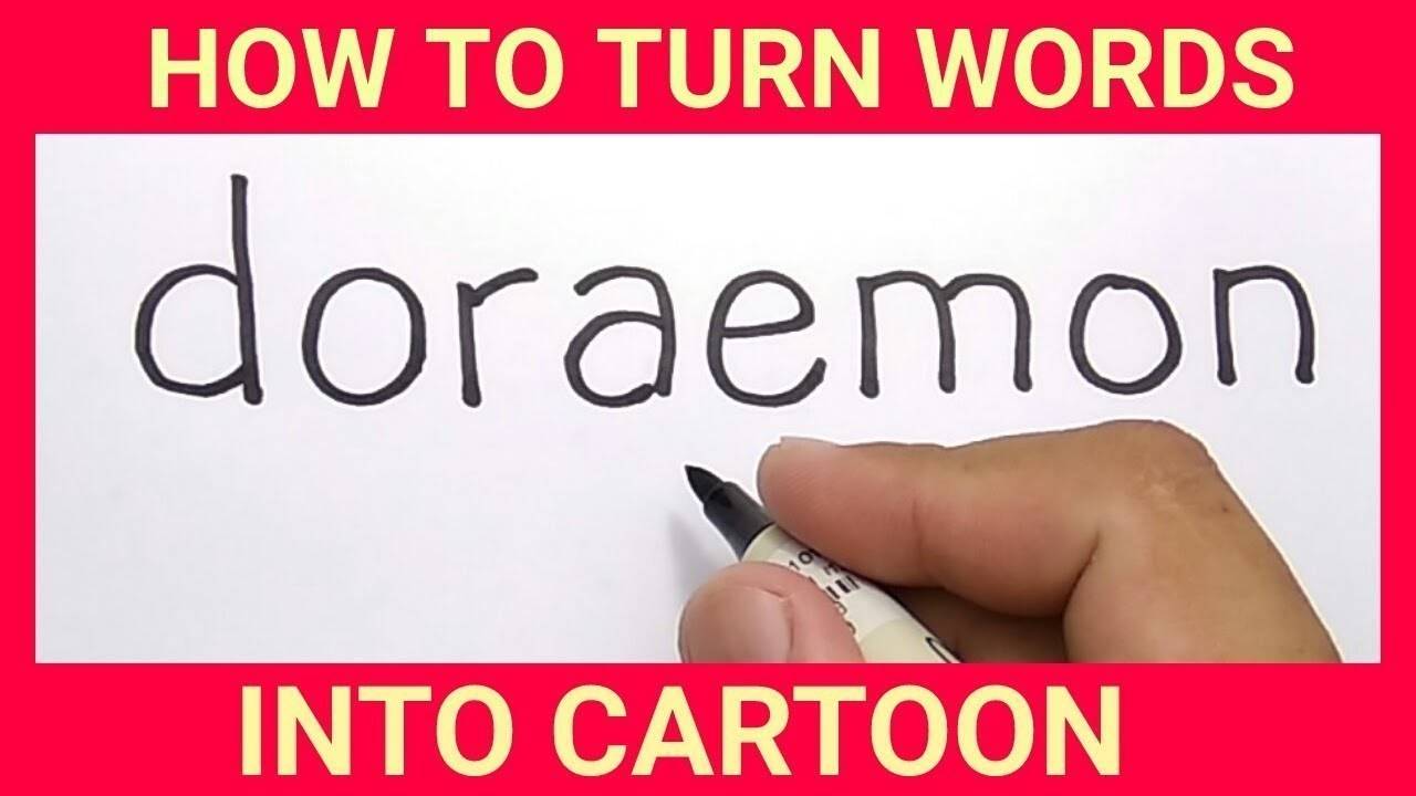 WOW, menggambar doraemon dengan kata DORAEMON, / how to turn words ...