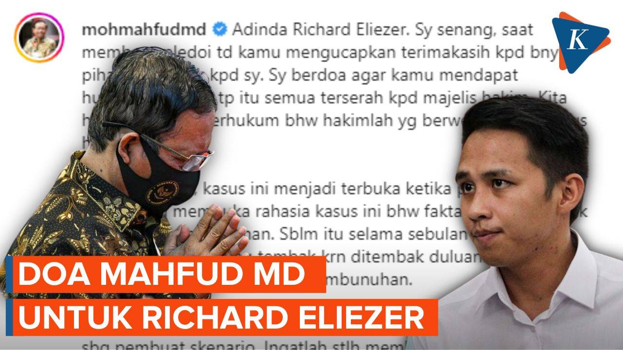 Doa dan Pesan Mahfud MD untuk Richard Eliezer - Kompascom | Vidio