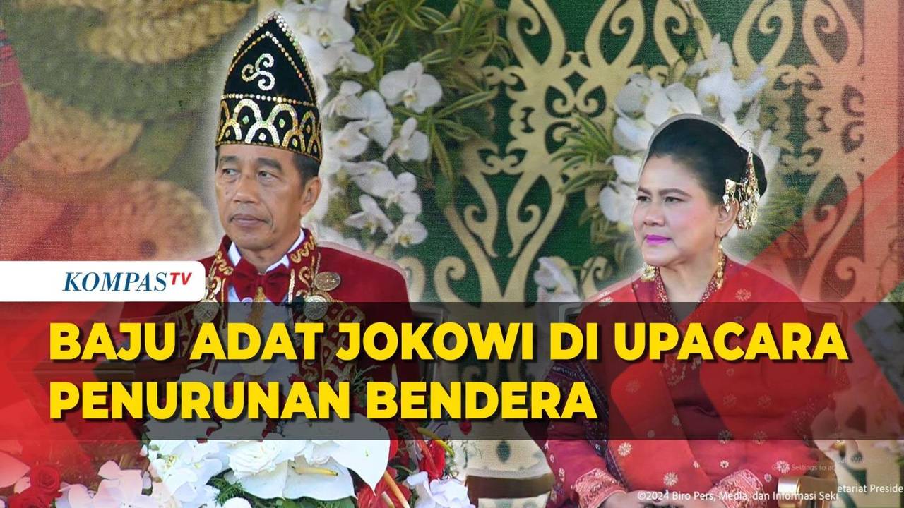 Jokowi Pakai Baju Adat Banjar di Upacara Penurunan Bendera Merah Putih HUT Ke-79 RI di IKN ...