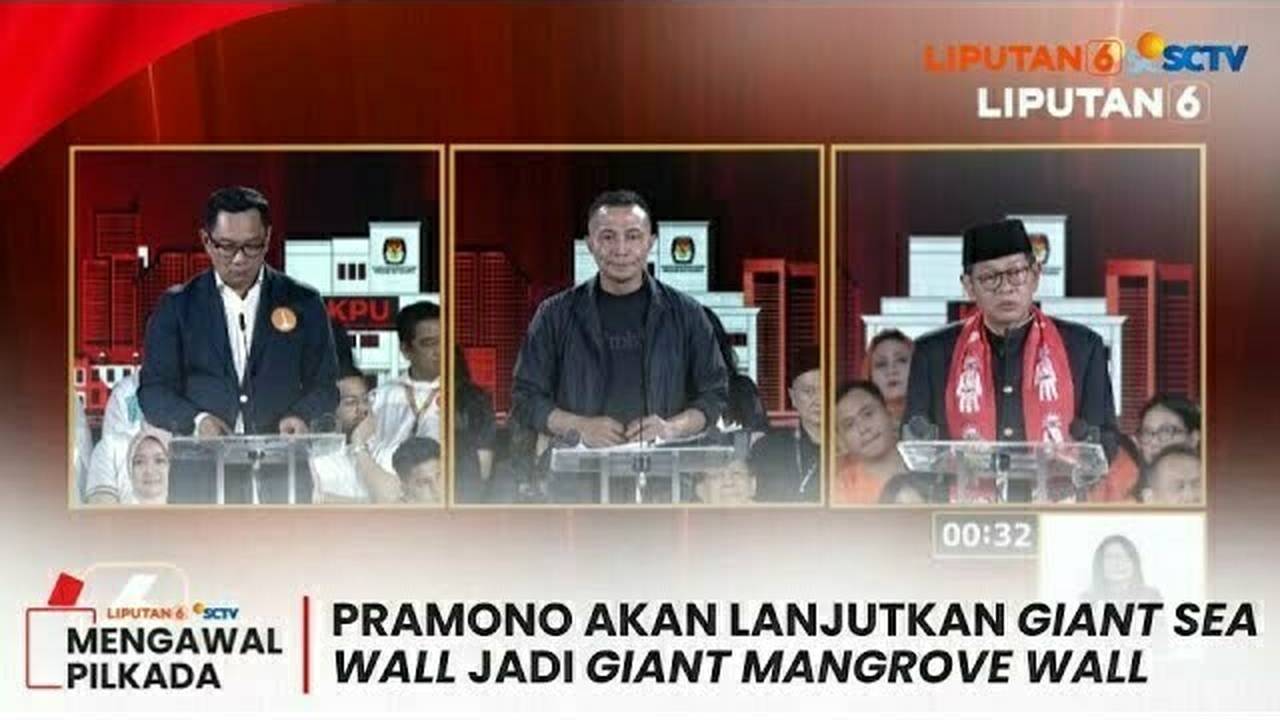 Pramono Akan Lanjutkan Program Pemerintah Giant Sea Wall dengan Giant Mangrove Wall | Liputan 6 ...